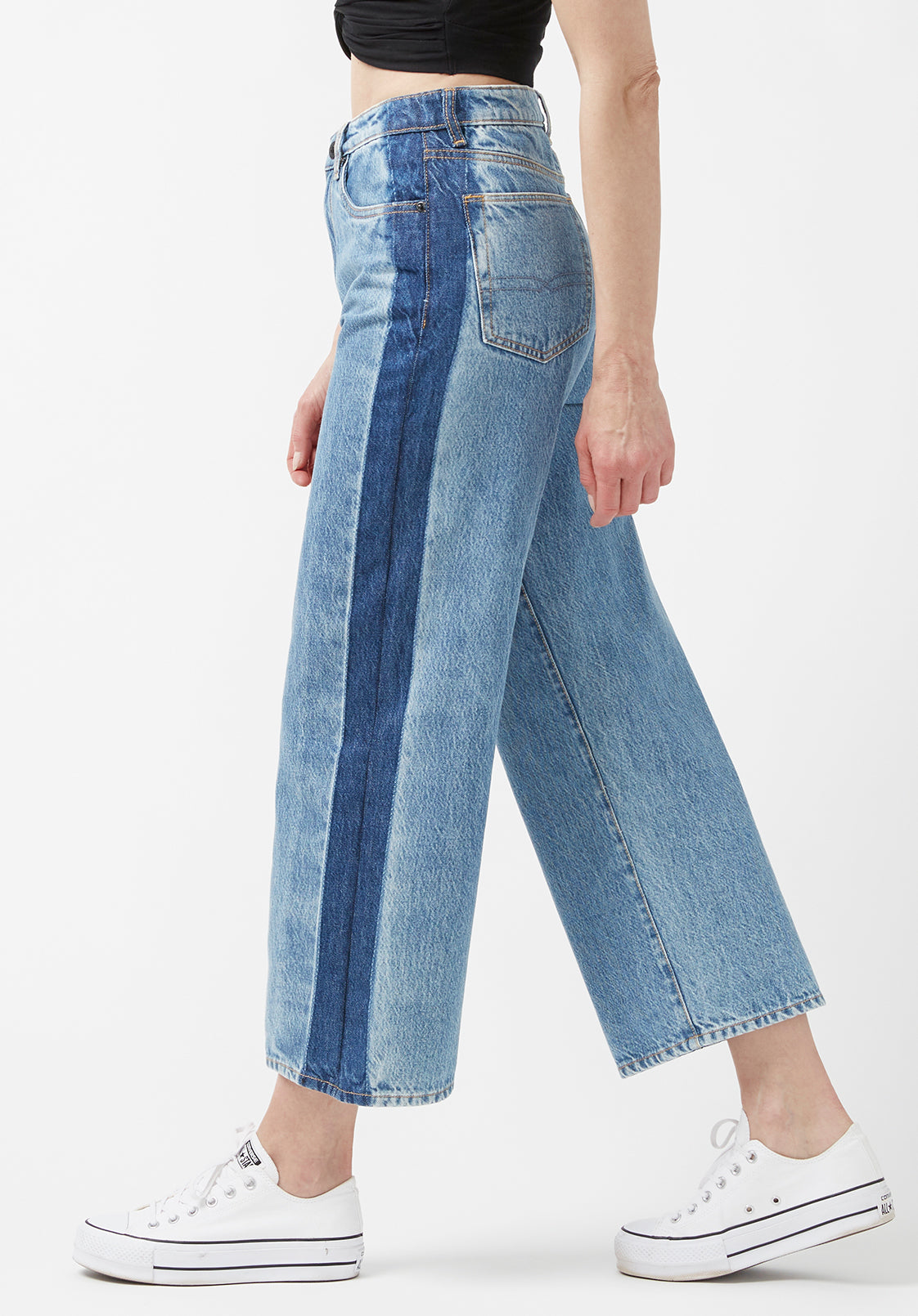 Addisson Women's High Rise Wide Leg Cropped Jeans, Shadow Wash ...
