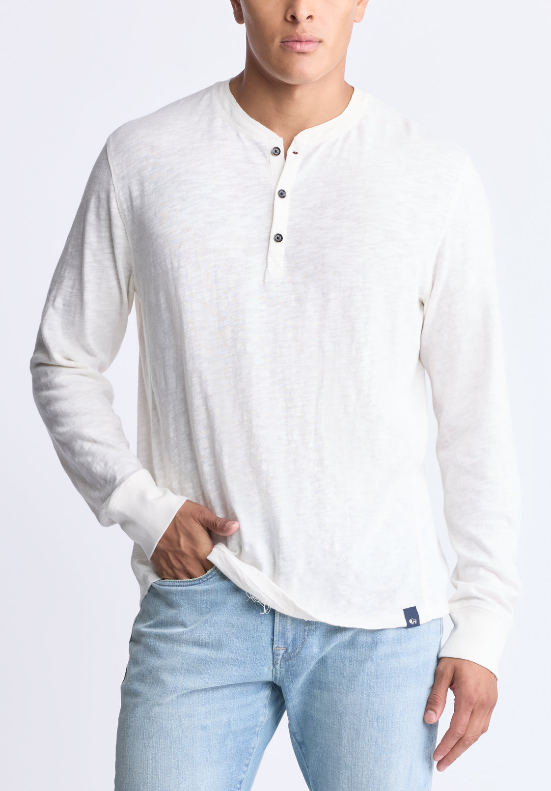 Kandid Men's Long-Sleeve Henley Top, Milk – Buffalo Jeans