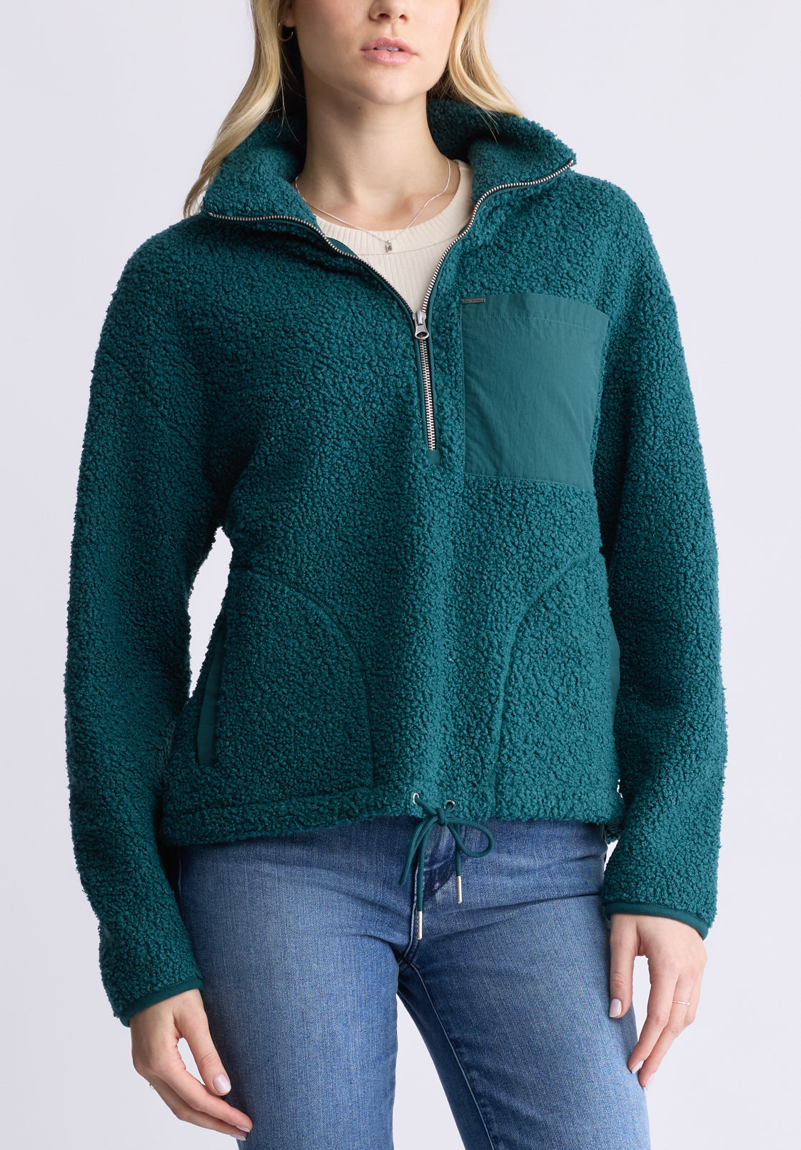 Sena Women's Sherpa Jacket with Chest Pocket, Dark Sea – Buffalo Jeans