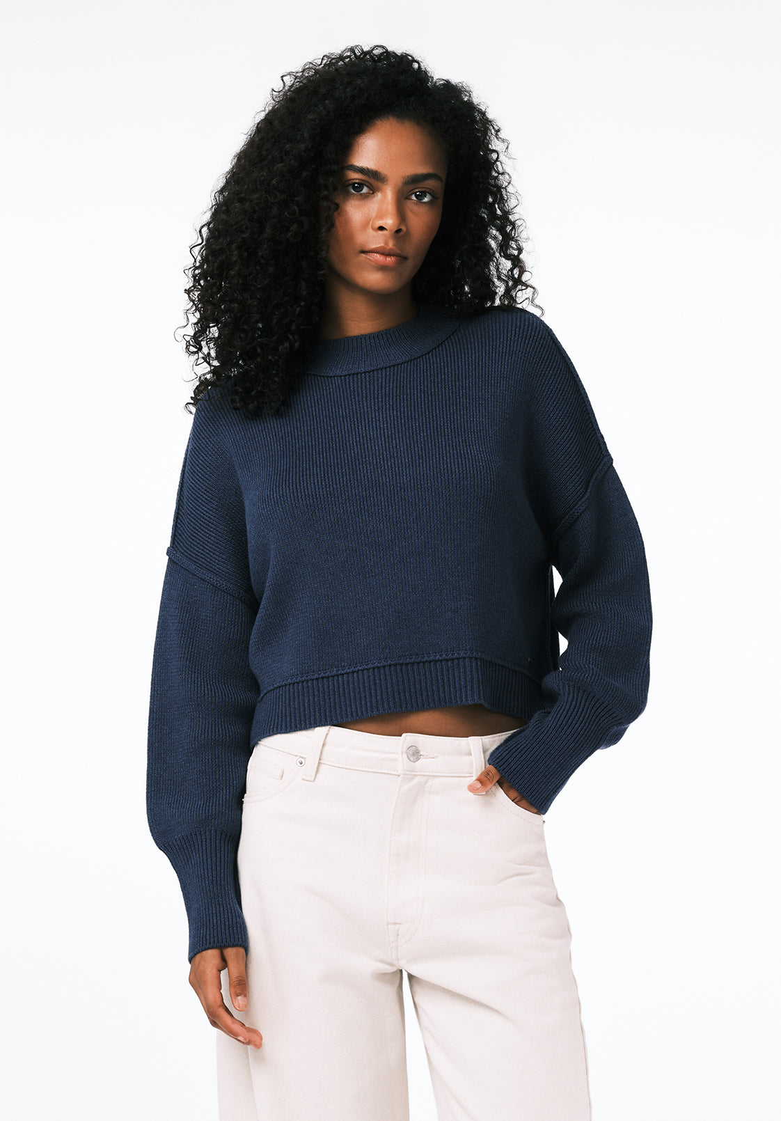 Seema Women's Dropped Sleeve Loose-Fit Cropped Sweater, OCEANA ...